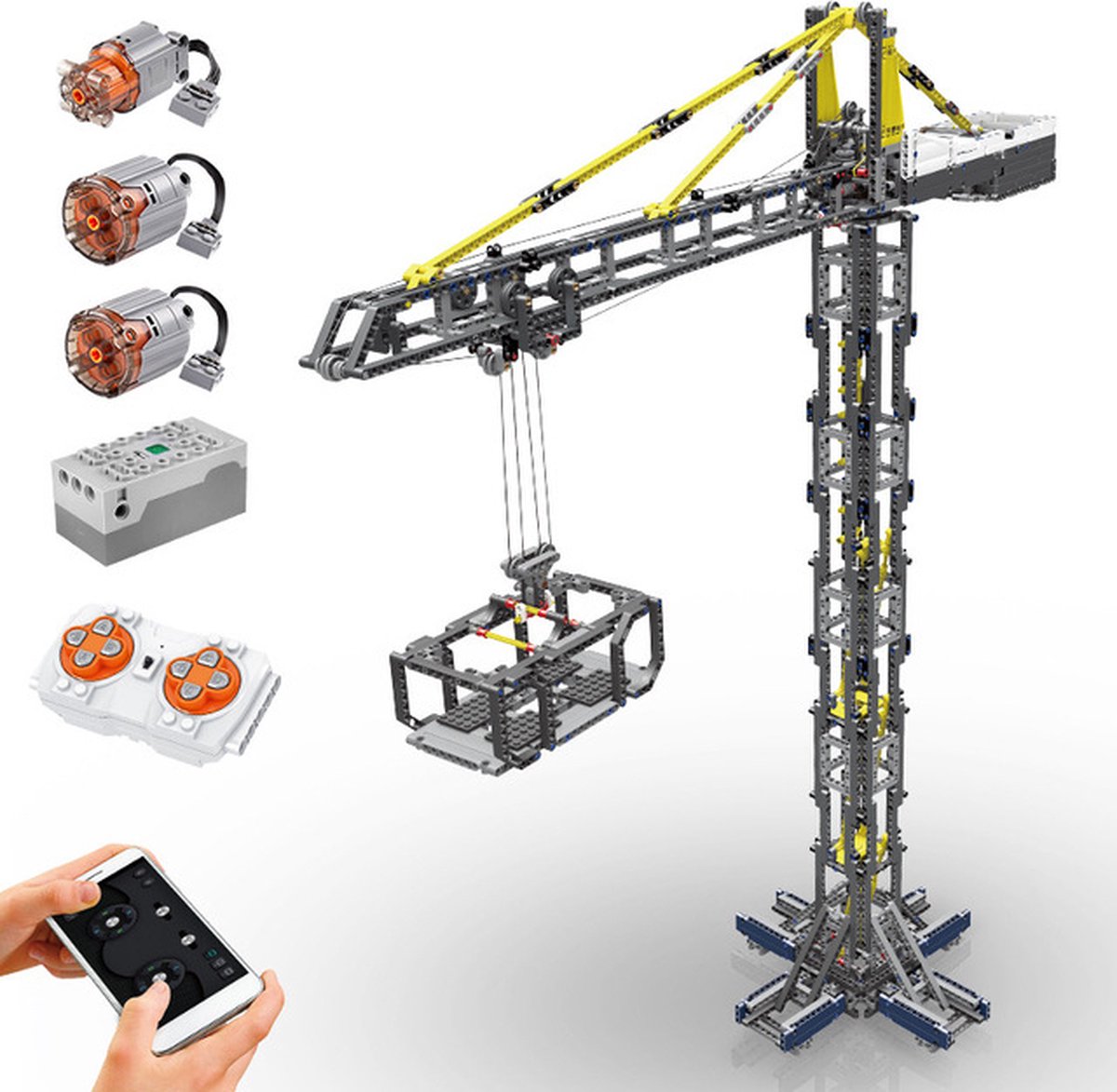 Remote Controlled Tower Crane MOC Brick Set – Toy Brick Lighting